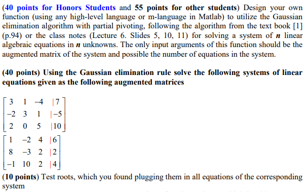 Solved (40 points for Honors Students and 55 points for | Chegg.com Solved (40 points for Honors Students and 55 points for | Chegg.com