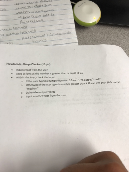 Solved set Pseudocode, Range Checker (10 pts) . Input a | Chegg.com