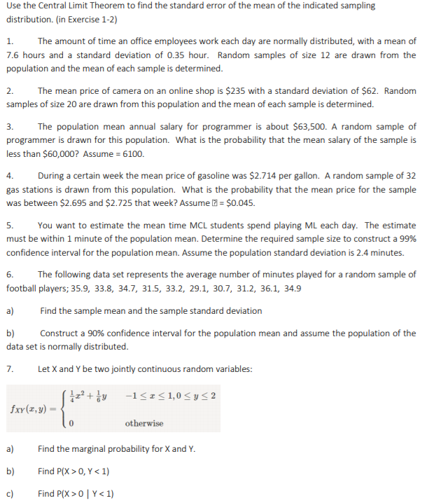 Solved Use the Central Limit Theorem to find the standard | Chegg.com