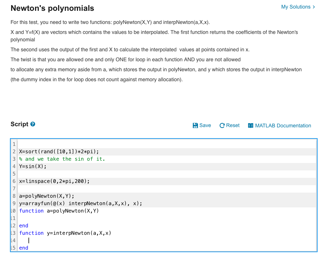 Solved Newton's polynomials My Solutions For this test, you | Chegg.com