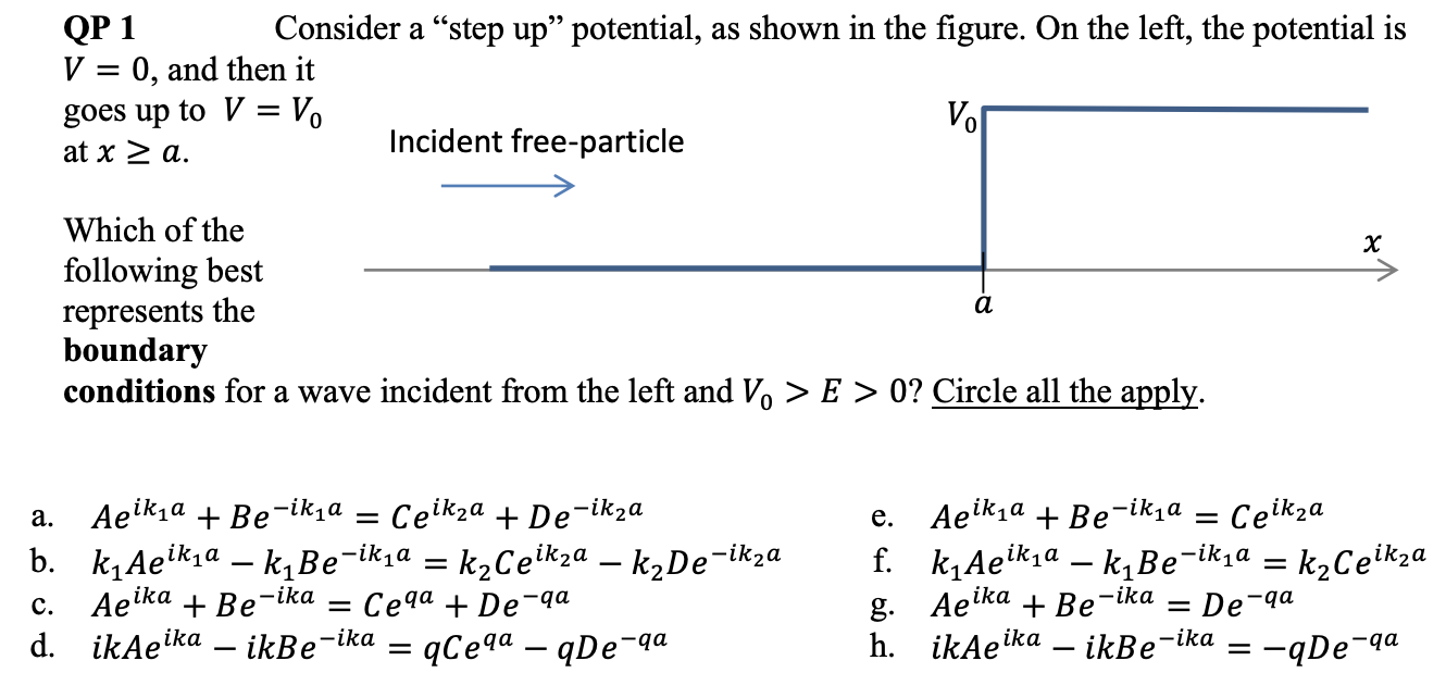 Solved QР 1 V 0, and then it goes up to V = Vo at x > a | Chegg.com