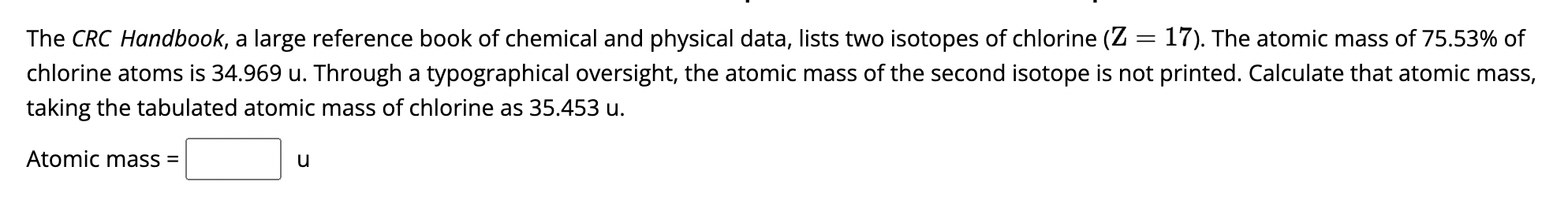 Solved The CRC Handbook, a large reference book of chemical | Chegg.com