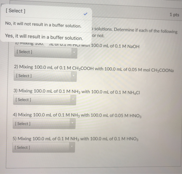 Solved Question1 1 pts A buffer can be prepared by mixing | Chegg.com