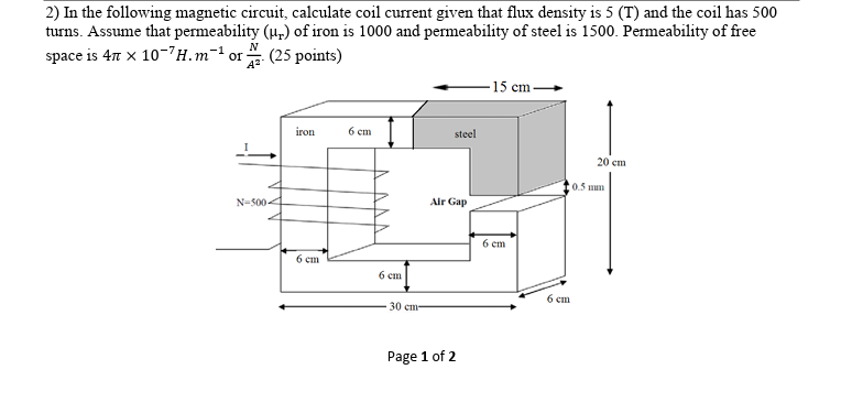 Solved 2) In the following magnetic circuit, calculate coil | Chegg.com