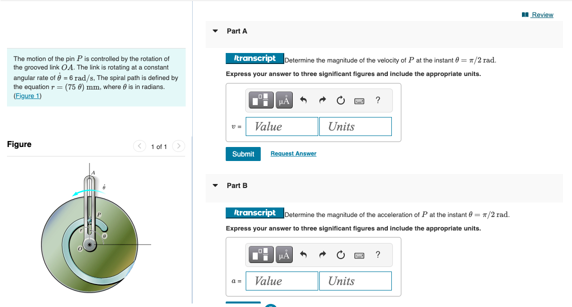 Solved The motion of the pin P is controlled by the rotation | Chegg.com