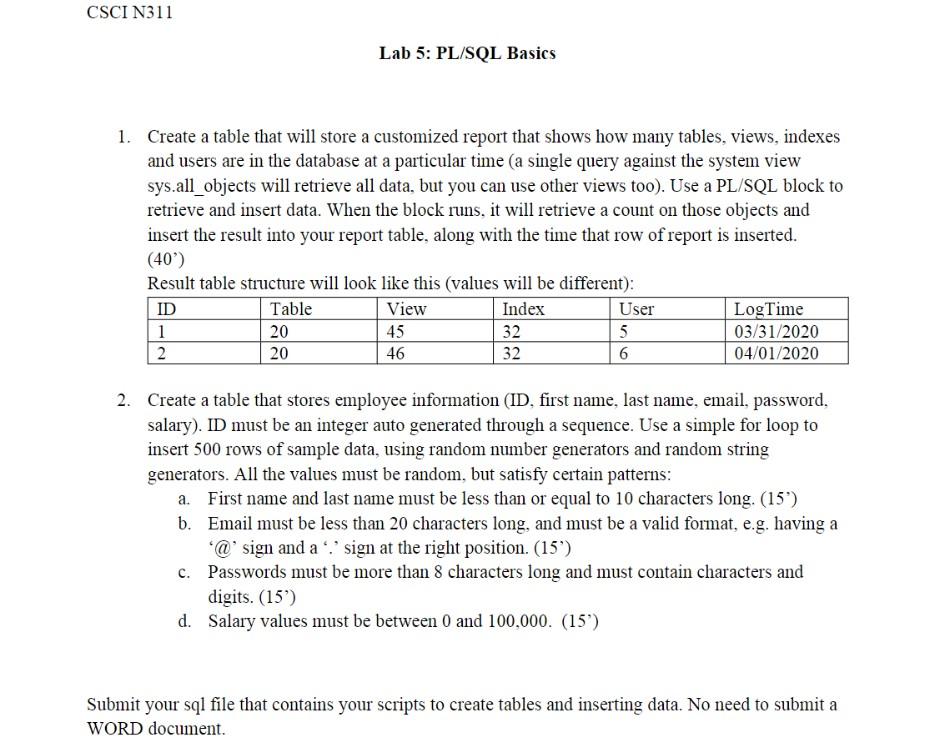 Solved I WANT NUMBERS IN THE TABLE. INCLUDE THE NUMBERS FOR | Chegg.com