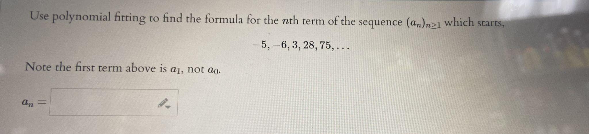 Solved Use polynomial fitting to find the formula for the | Chegg.com