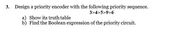 Solved 3. Design a priority encoder with the following | Chegg.com