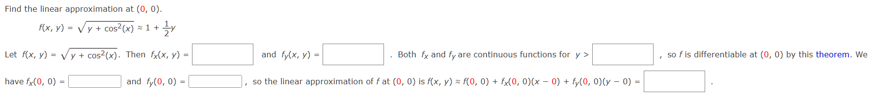 Solved Verify the linear approximation at (0,0). | Chegg.com