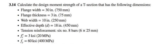 Solved 3.14 Calculate the design moment strength of a | Chegg.com