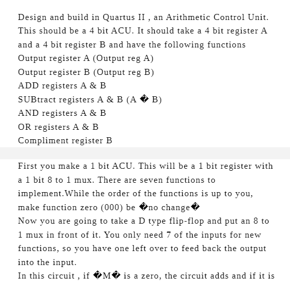 Design and build in Quartus II , an Arithmetic | Chegg.com