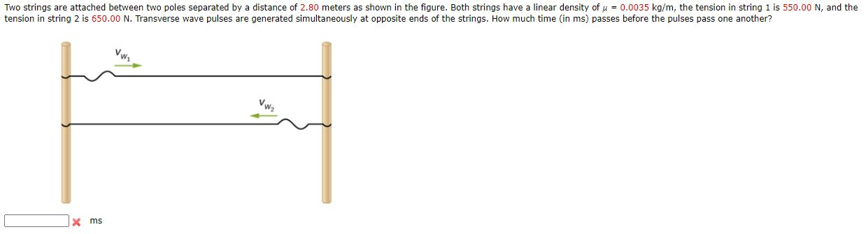Solved Two strings are attached between two poles separated | Chegg.com