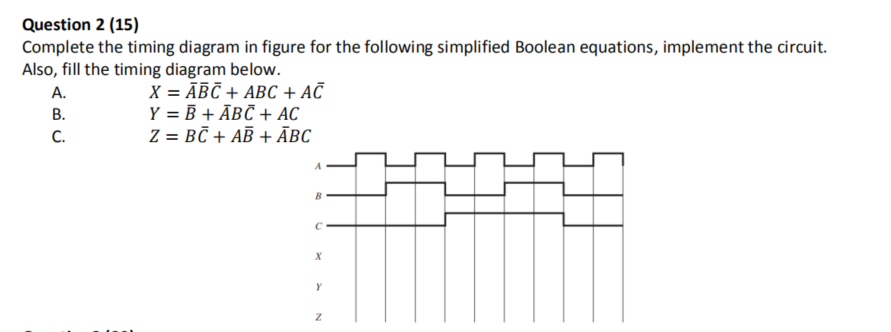 Solved Question 2 (15) Complete the timing diagram in figure | Chegg.com