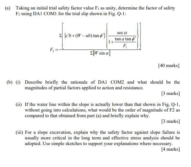 (a) Taking an initial trial safety factor value Fı as | Chegg.com