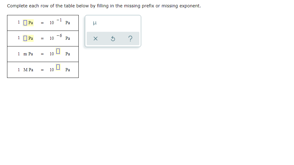 Solved Complete each row of the table below by filling in | Chegg.com