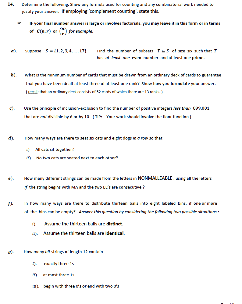 Solved 14. Determine the following. Show any formula used | Chegg.com
