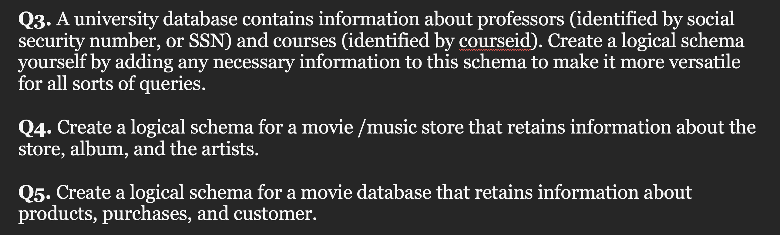 Solved Q3. A university database contains information about | Chegg.com