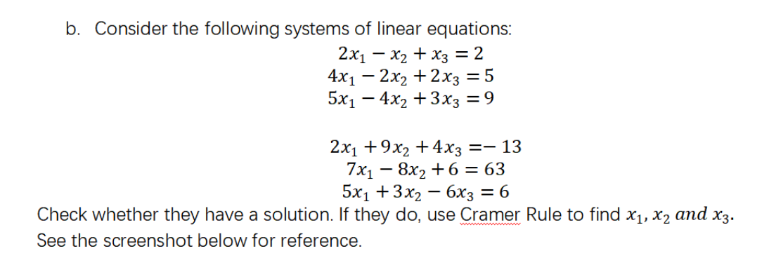 Solved b. Consider the following systems of linear | Chegg.com