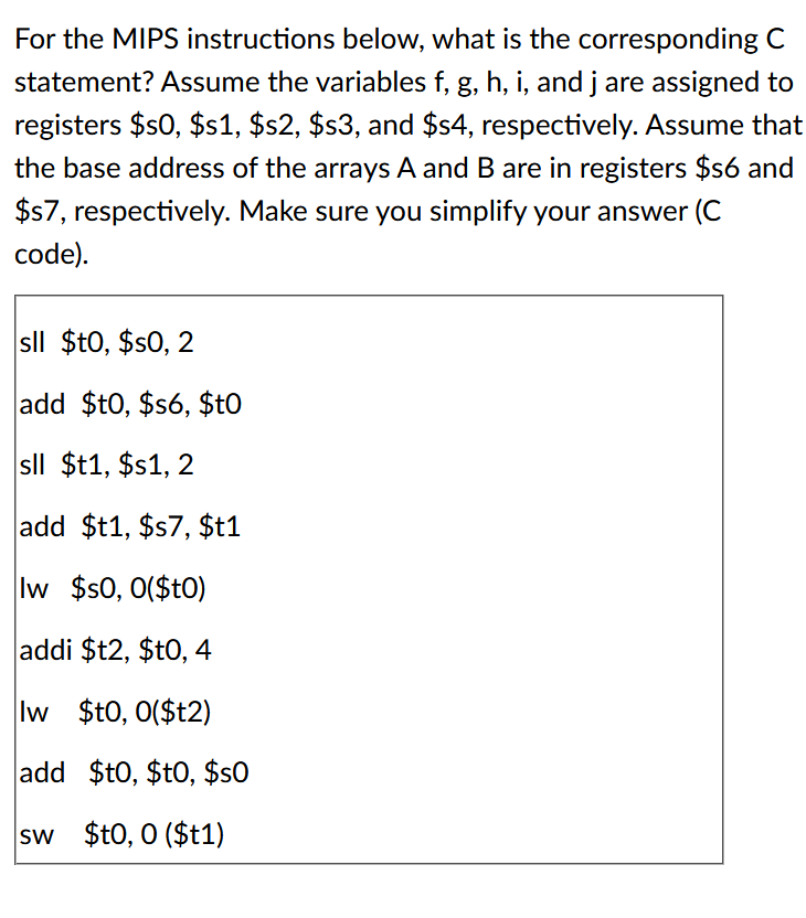 Solved For the MIPS instructions below, what is the | Chegg.com