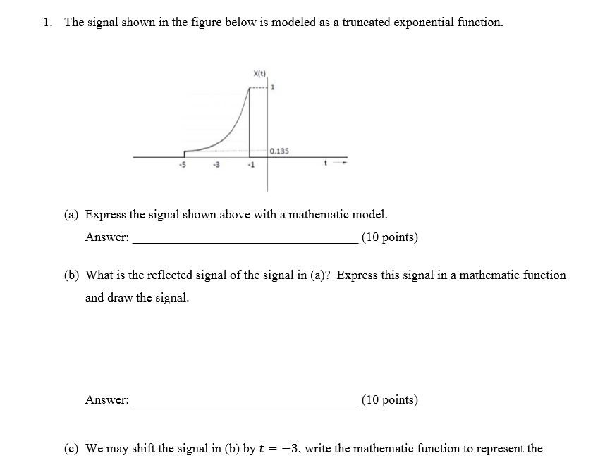 Solved 1. The signal shown in the figure below is modeled as | Chegg.com
