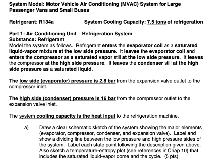 Solved System Model: Motor Vehicle Air Conditioning (MVAC) | Chegg.com