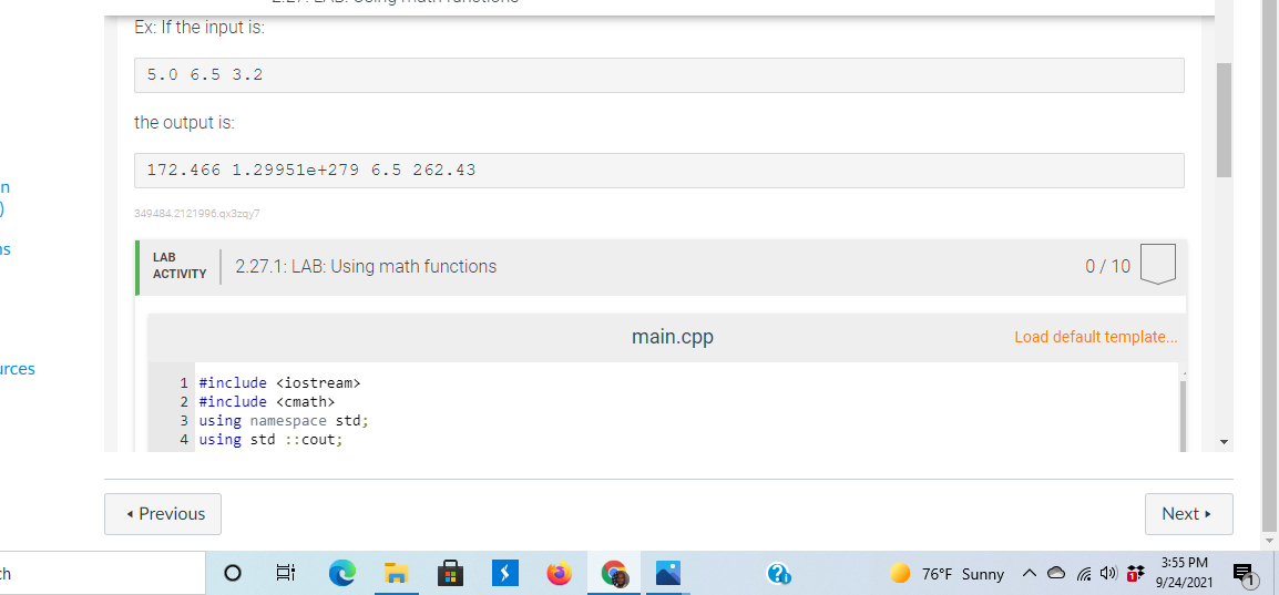 Solved Ex: If the input is: 5.0 6.5 3.2 the output is: | Chegg.com