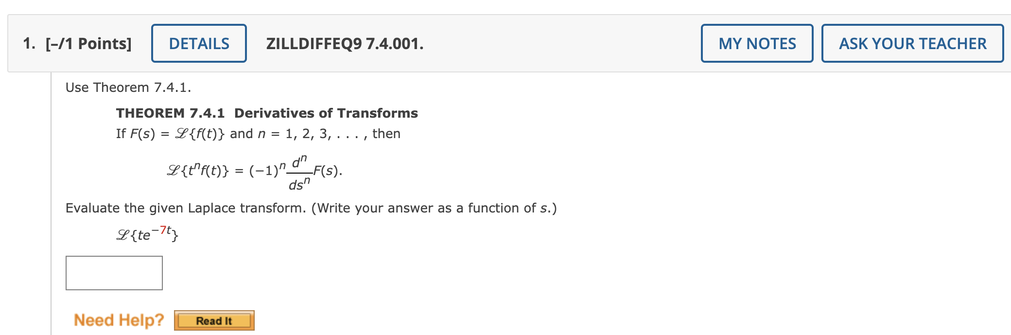 Solved Use Theorem 7.4.1. THEOREM 7.4.1 Derivatives of | Chegg.com