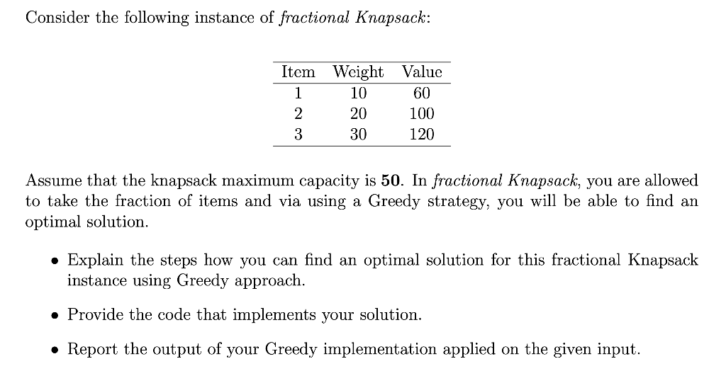 Solved Consider the following instance of fractional | Chegg.com