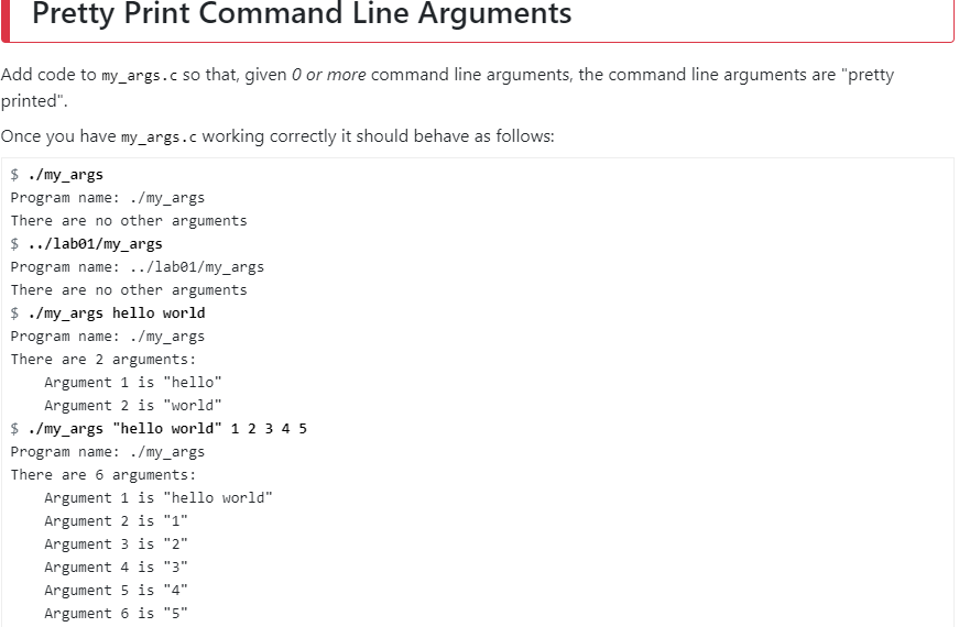 Solved Pretty Print Command Line Arguments Add code to | Chegg.com