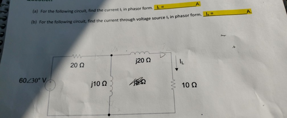 Solved (a) For the following circuit, find the current I, in | Chegg.com