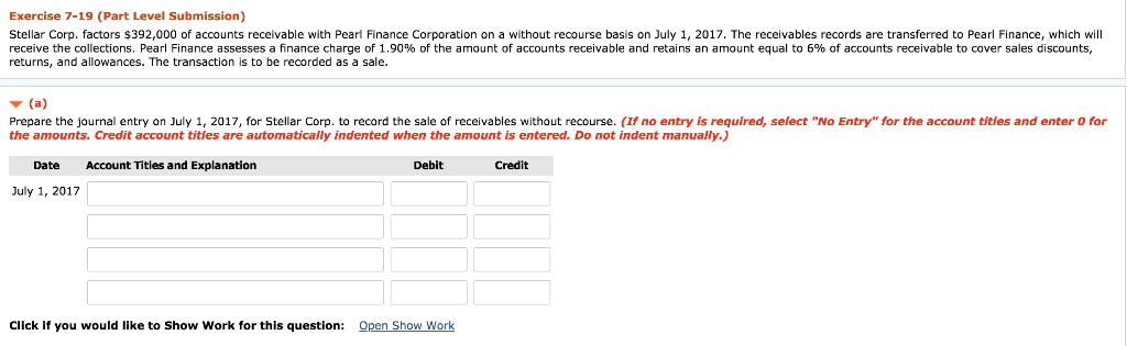 Solved Exercise 7-19 (Part Level Submission) Stellar Corp. | Chegg.com