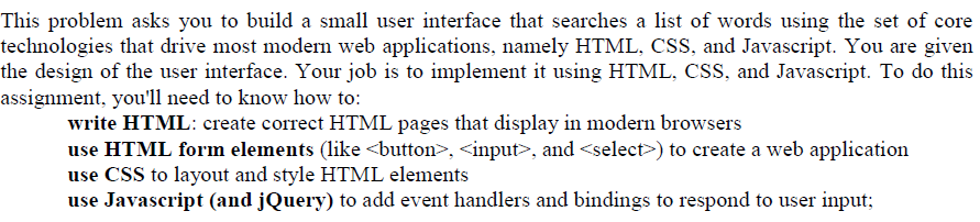 Solved This problem asks you to build a small user interface | Chegg.com