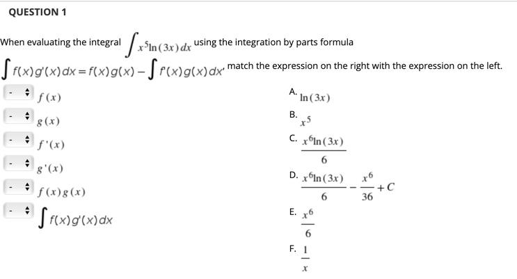 Solved QUESTION 1 when evaluating the integral x?In(30)dx | Chegg.com