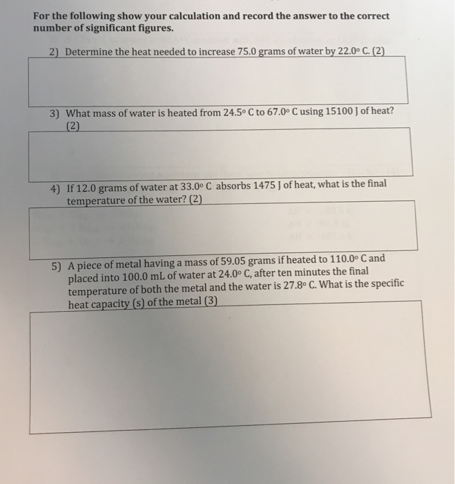 Solved For the following show your calculation and record | Chegg.com
