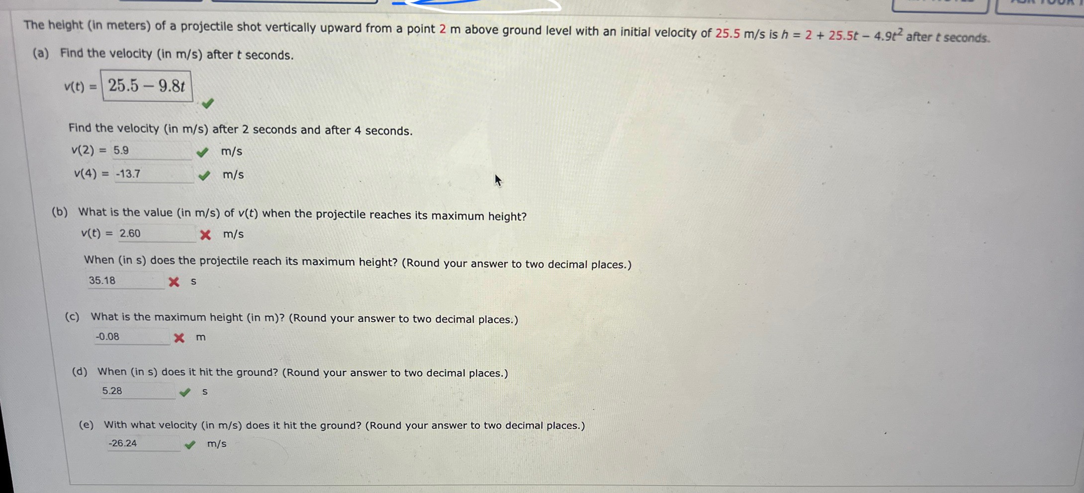 Solved The height (in meters) of a projectile shot | Chegg.com