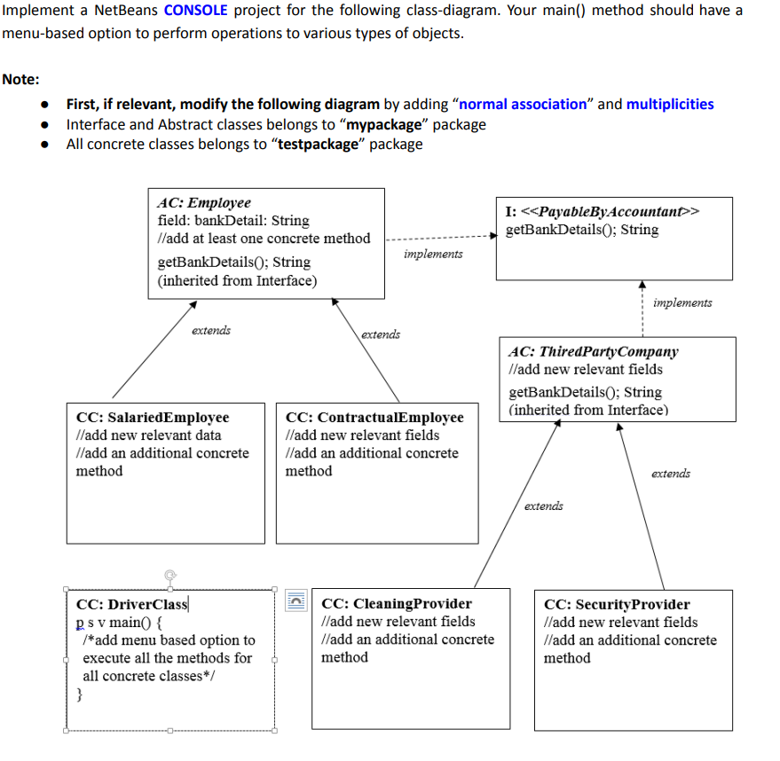 Mplement A Netbeans Console Project For The Following 