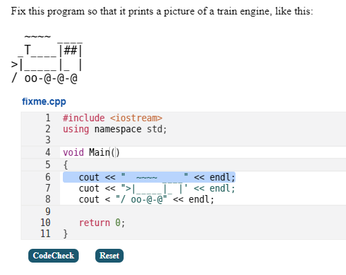 Solved Fix this program so that it prints a picture of a | Chegg.com
