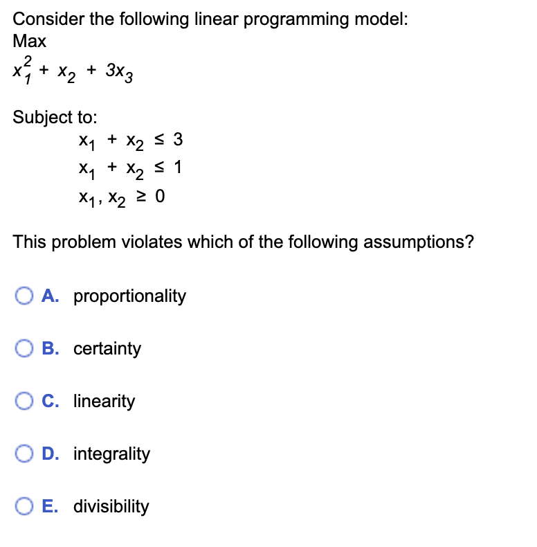 Solved Consider the following linear programming model: Max | Chegg.com