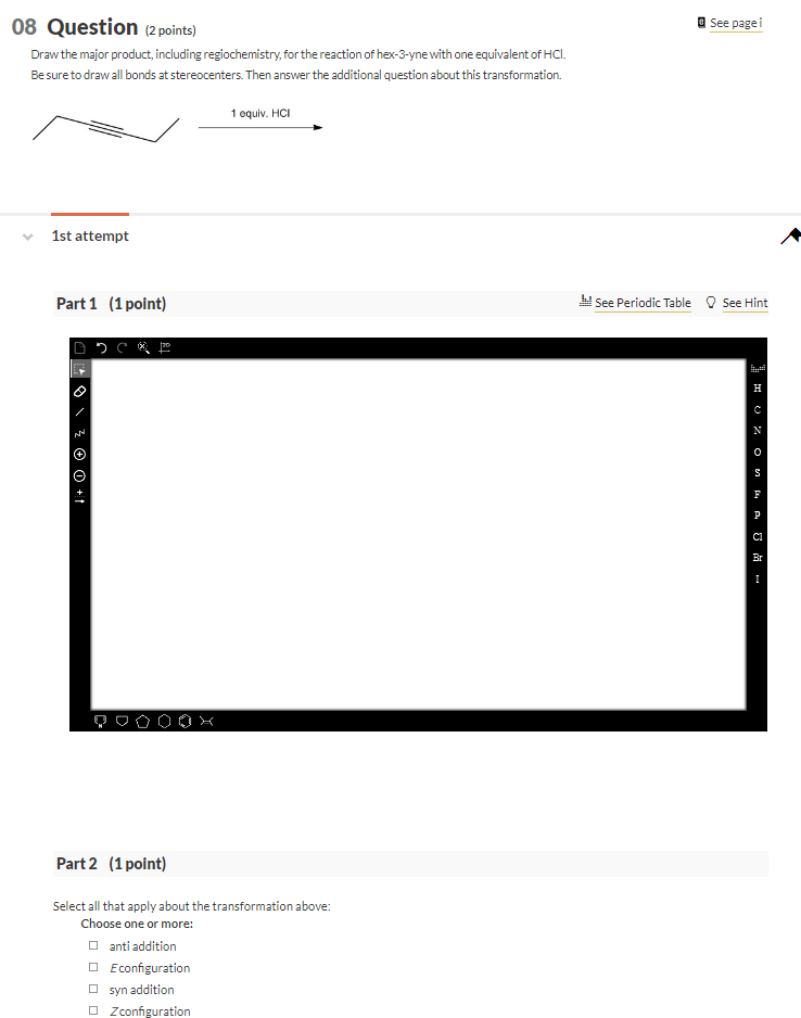 Solved 08 ﻿Question (2 ﻿points)Draw the major product, | Chegg.com