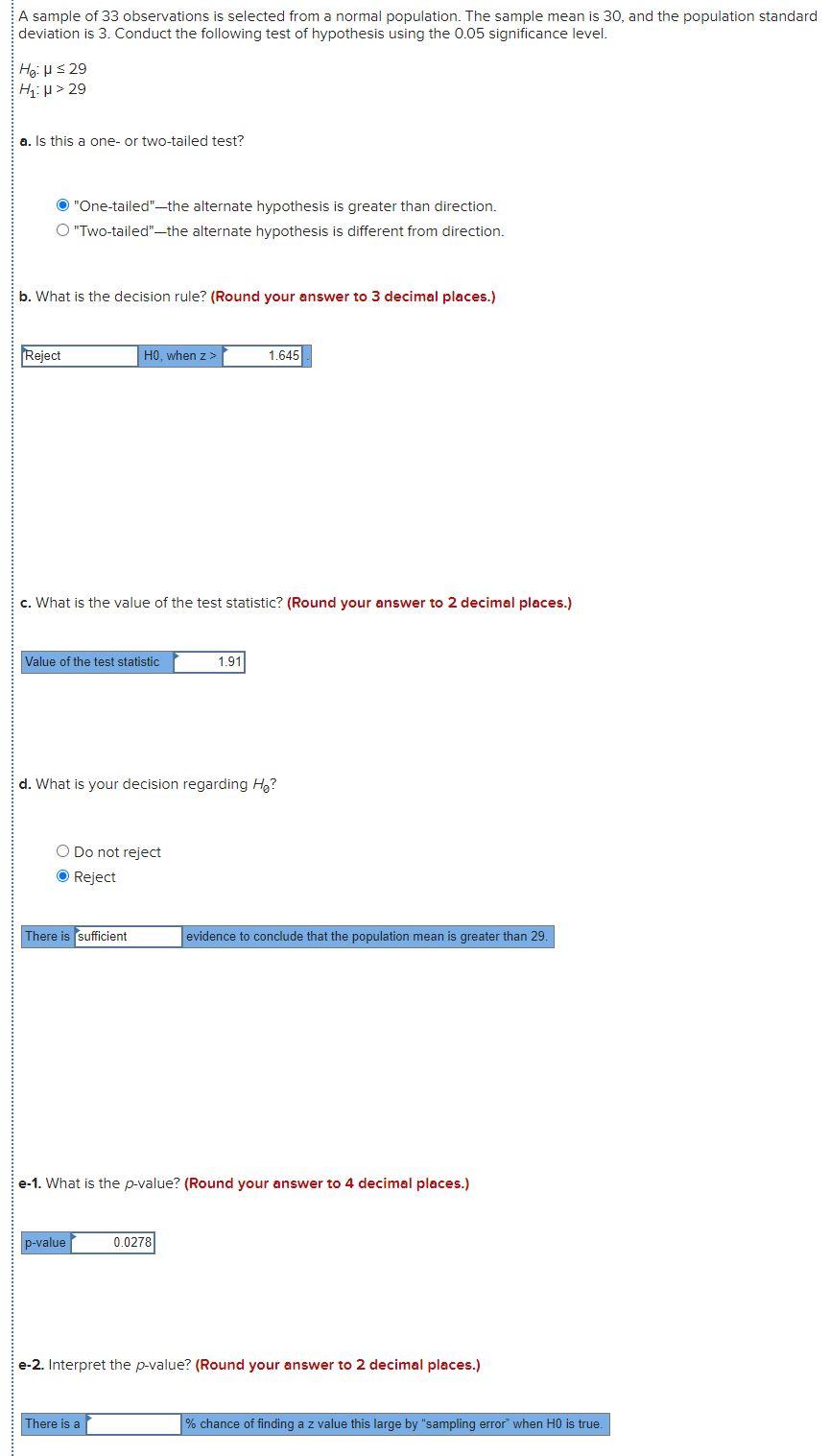 Solved A sample of 33 observations is selected from a normal | Chegg.com