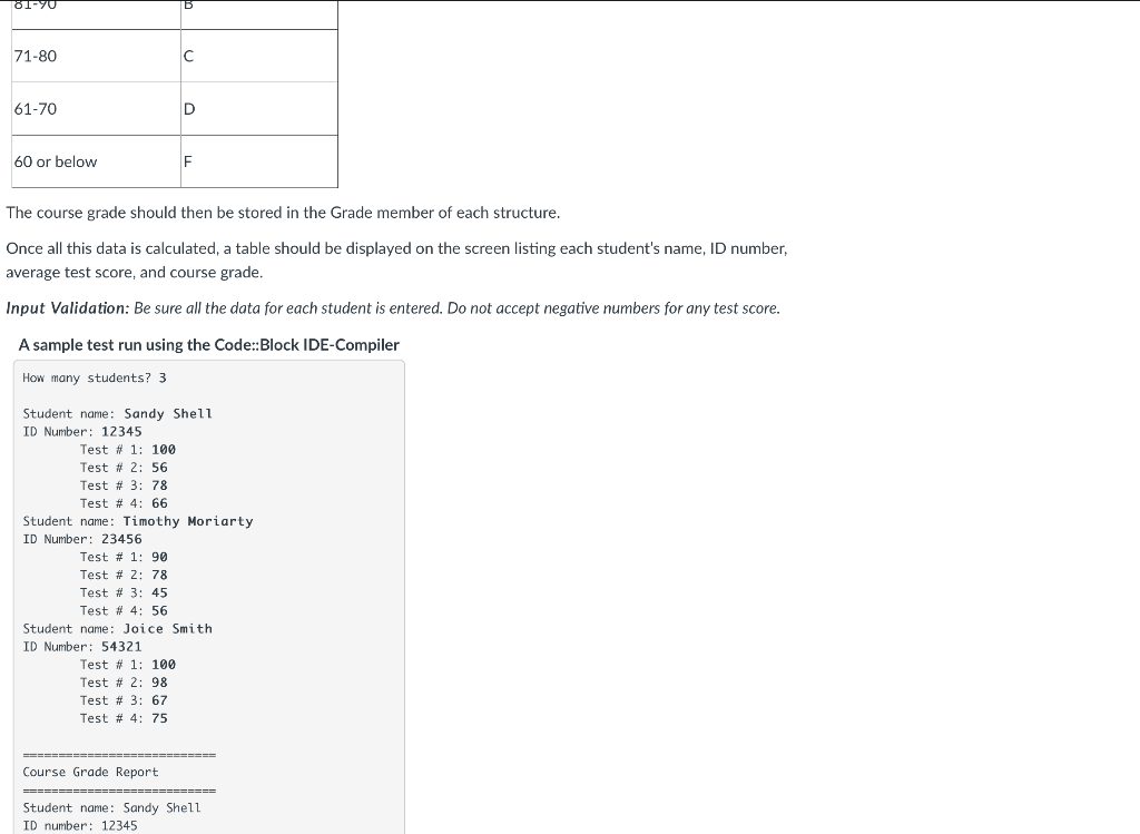 Solved Write A Program That Uses A Structure To Store The