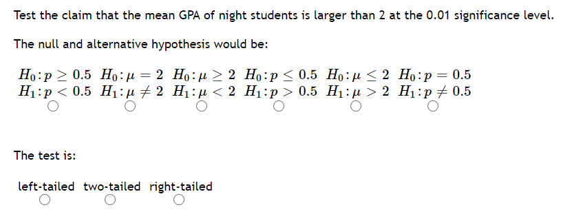 Solved The test is: left-tailed two-tailed right-tailed | Chegg.com