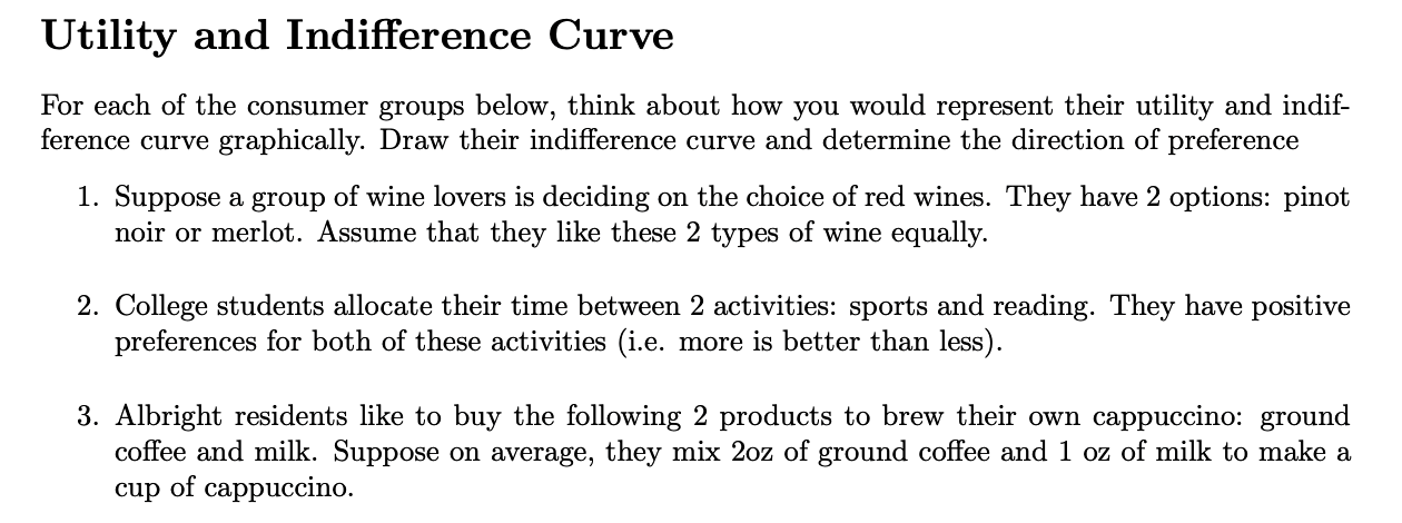 Solved Utility and Indifference Curve For each of the | Chegg.com