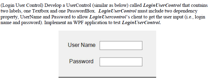 Solved Class Library project for Login UserControl 1. U 0.5 | Chegg.com