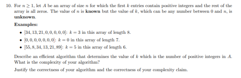 Solved 0. For n≥1, let A be an array of size n for which the | Chegg.com