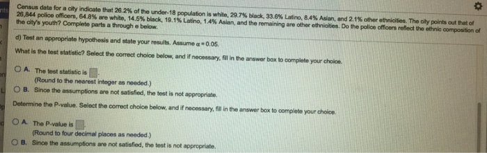 Solved Census data for a city indicate that 26.2% of the | Chegg.com