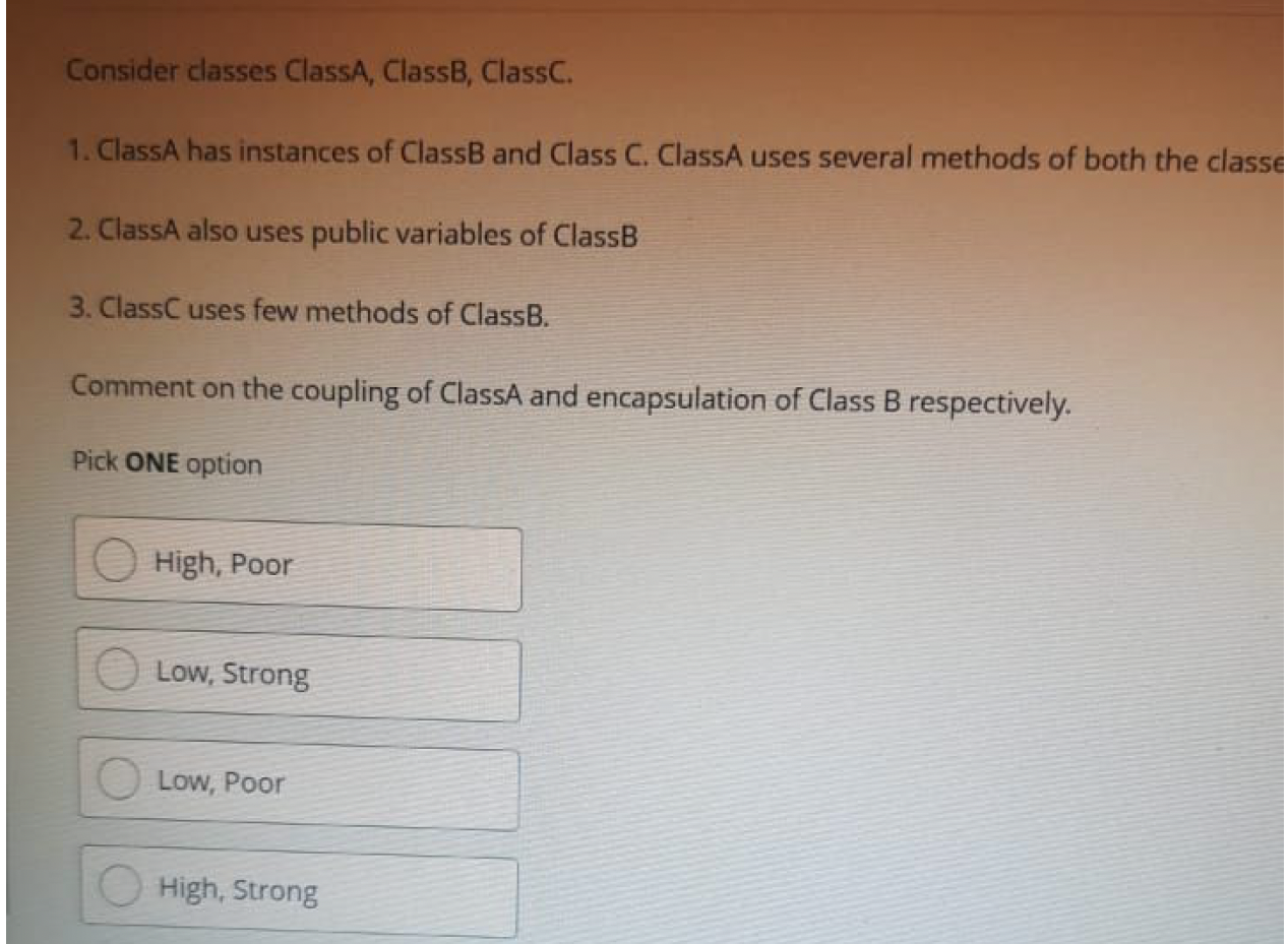 Solved Consider classes ClassA, Class B, ClassC. 1. ClassA | Chegg.com