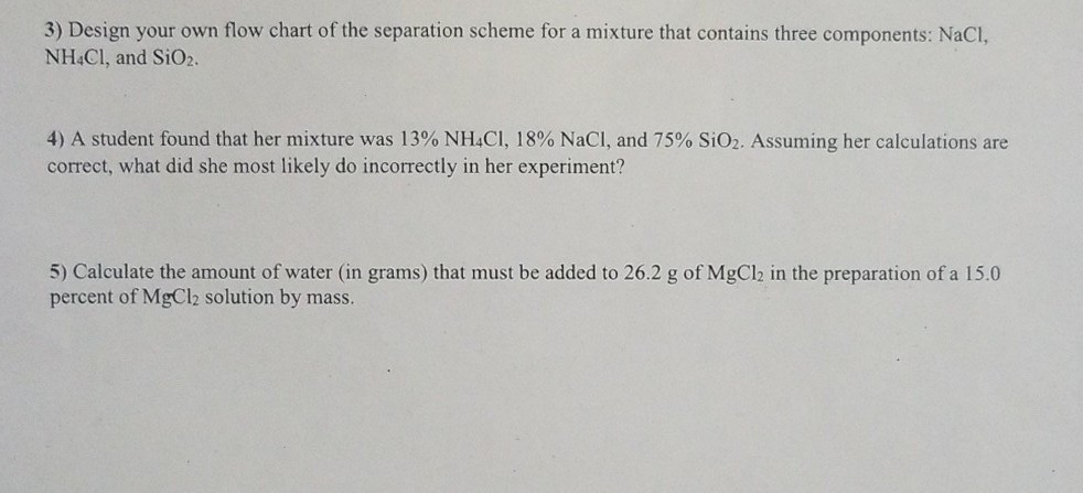 Solved 3) Design your own flow chart of the separation | Chegg.com