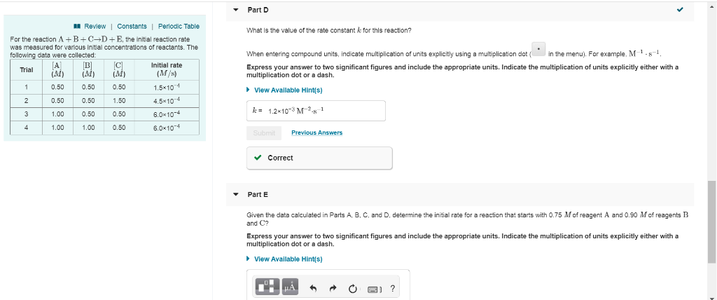 Solved Given the data calculated in Parts A, B, C, and D, | Chegg.com