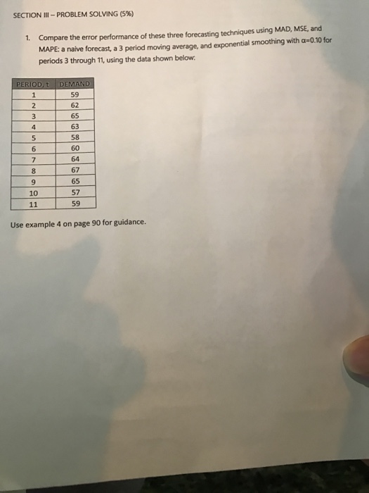 Solved SECTION !"-PROBLEM SOLVING (S%) Compare the error | Chegg.com